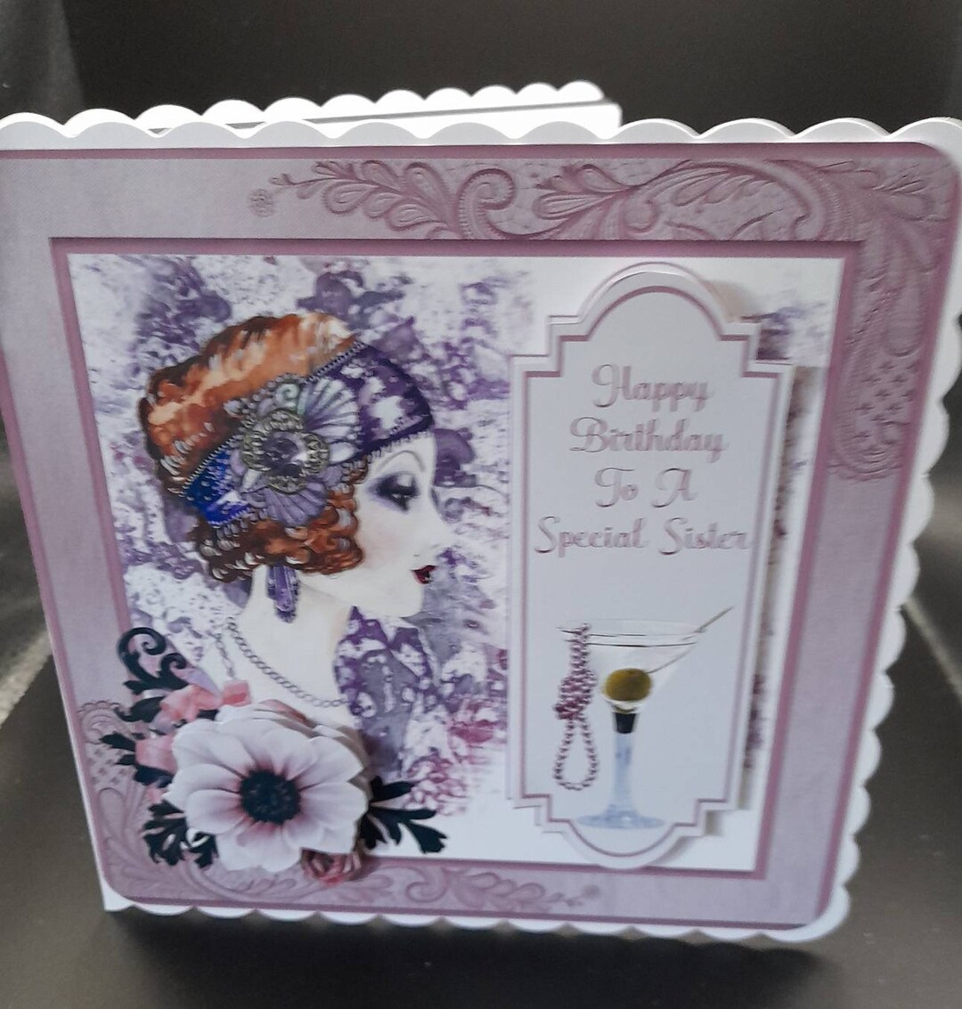 Flapper Happy Birthday Card, Sister, Daughter Card, 3D Decoupage ...