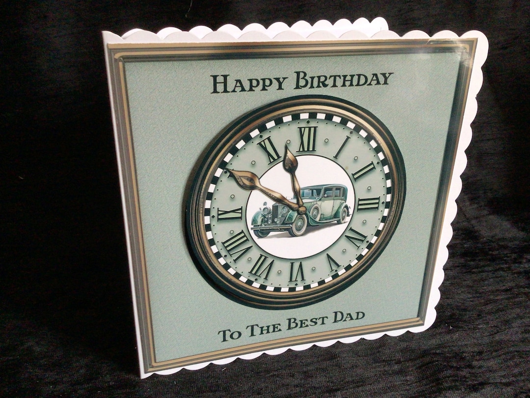 Vintage Car Birthday Card, Happy Birthday Dad, Personalise, Handmade in ...