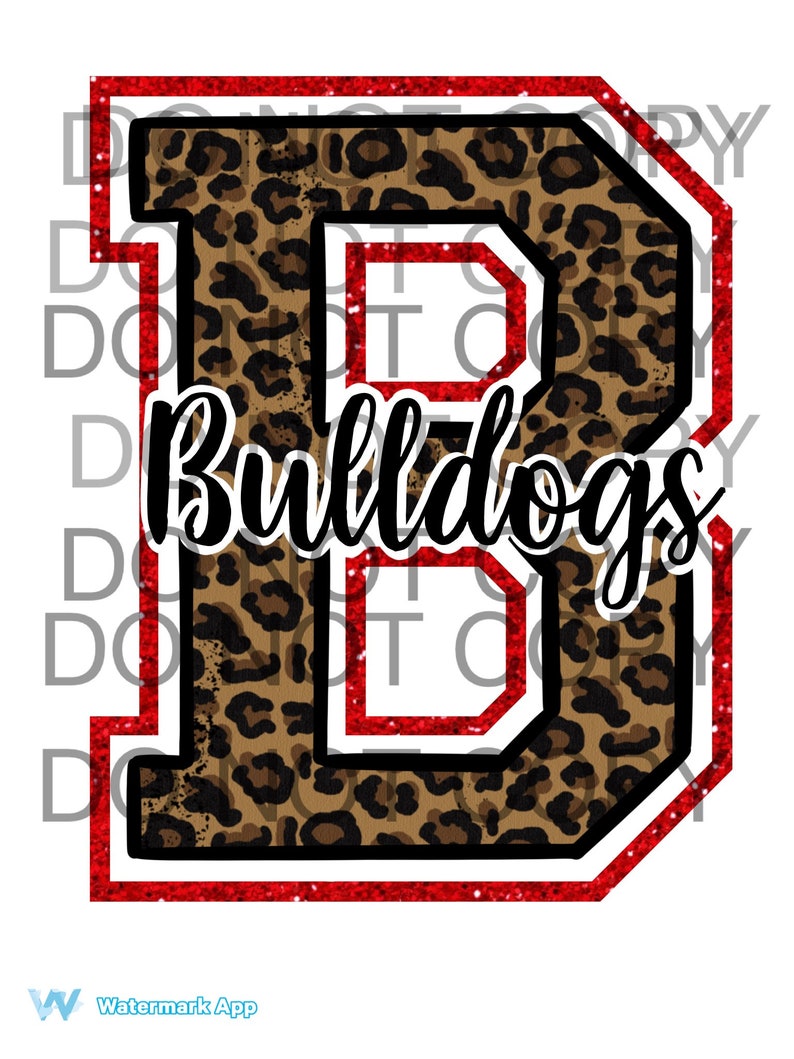Bulldogs Varsity Leopard and Glitter Png - Etsy