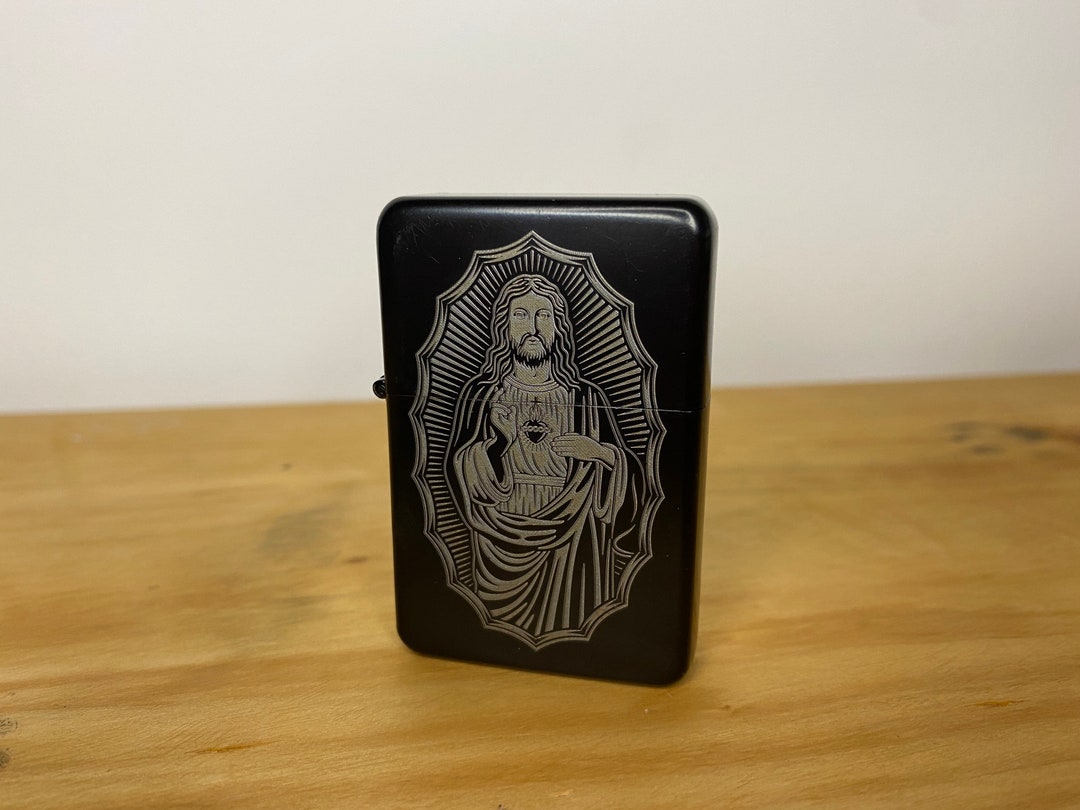 Jesus the Redeemer - Engraved Lighter - Matte Black Finish - Tattoo ...