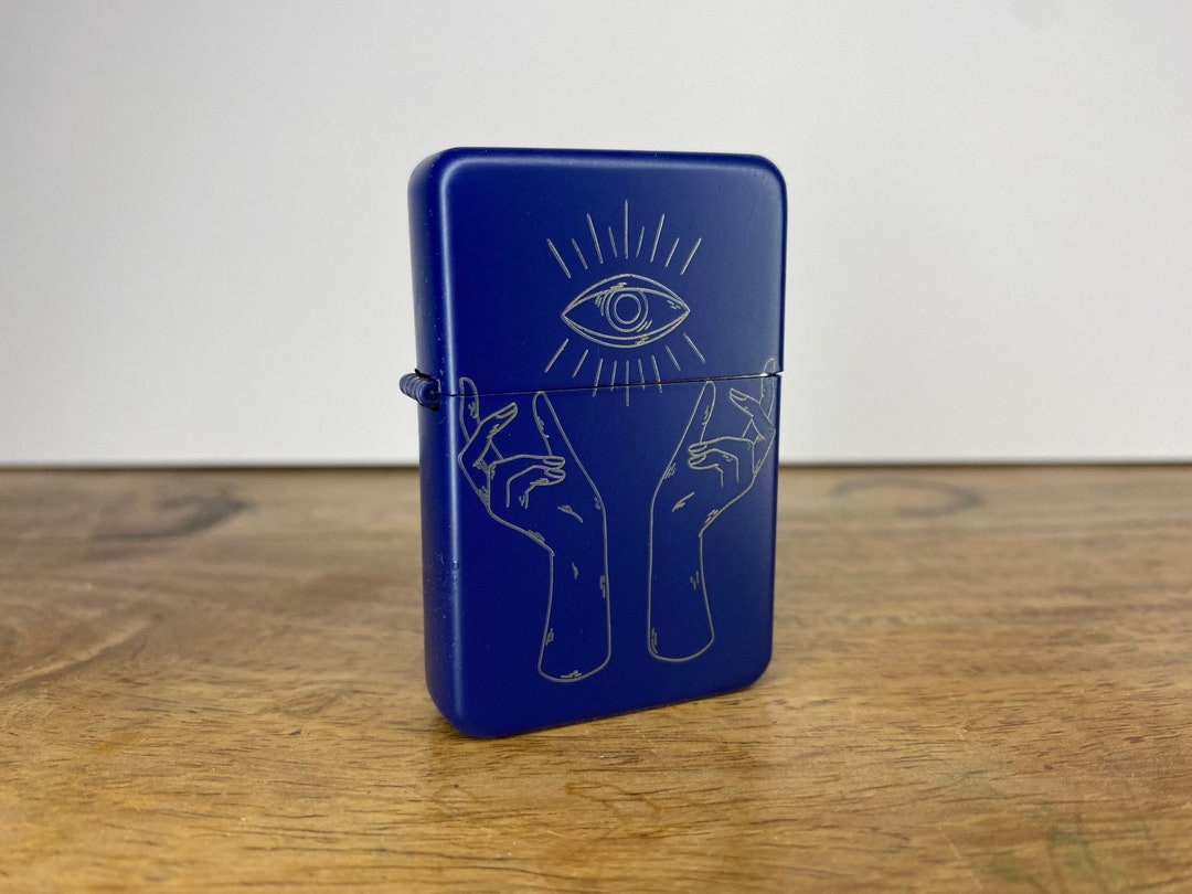 Wicca Eye Witch Hands Engraved Tarot Inspired Blue Lighter - Witchy ...