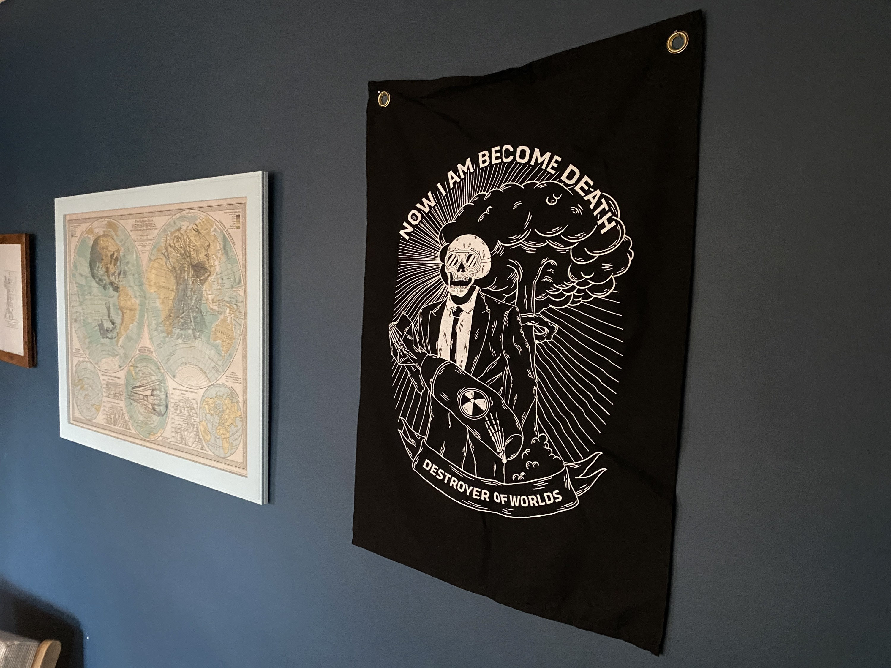 Skull Atomic Bomb Death Skeleton Screen Print Tapestry | Modern Fabric ...