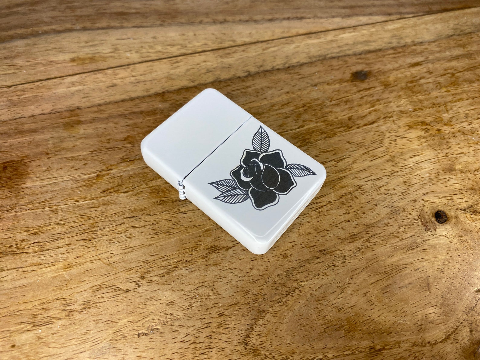 Engraved Rose Traditional Blackwork White Finish Tattoo Style ...