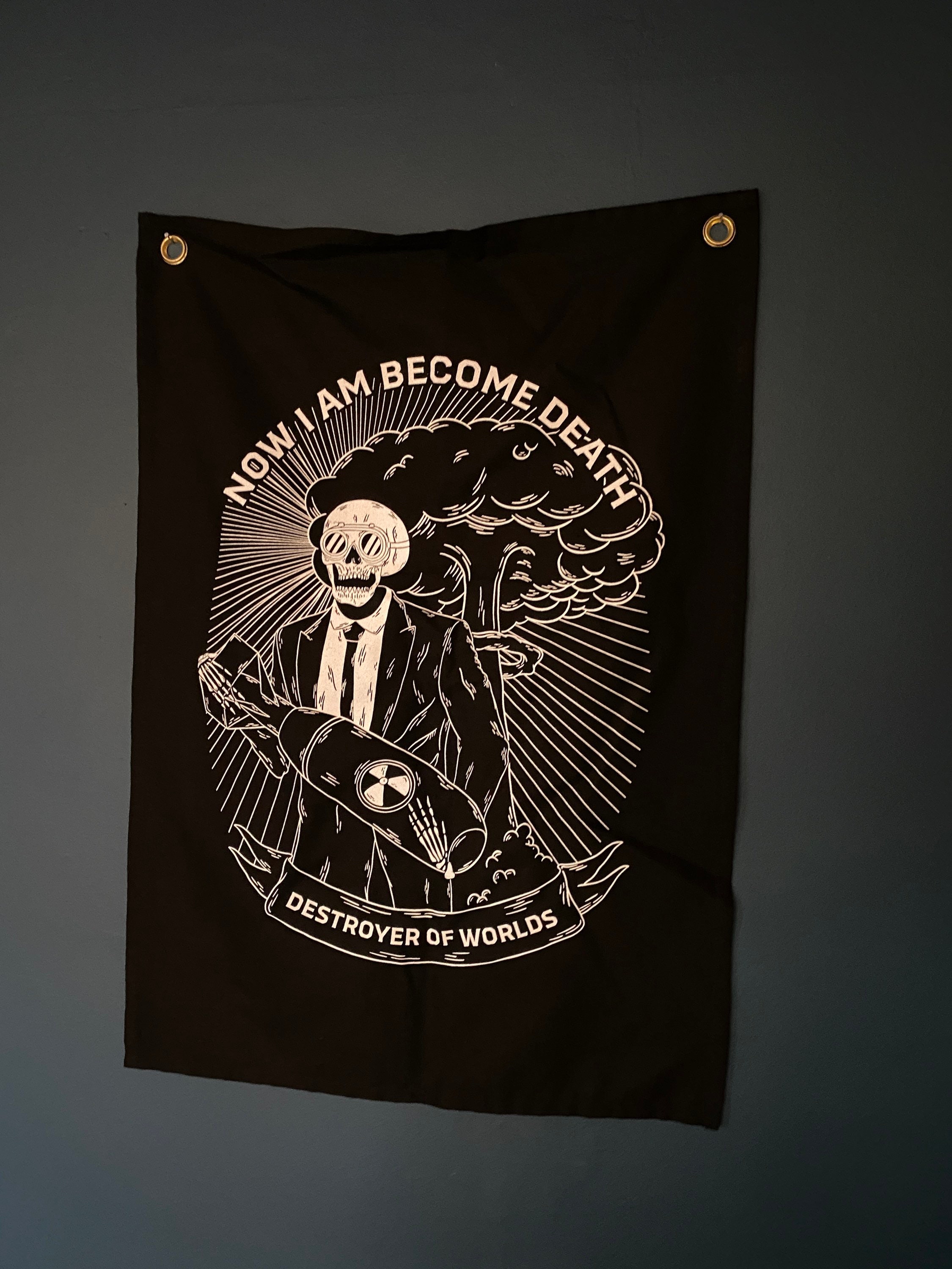 Skull Atomic Bomb Death Skeleton Screen Print Tapestry | Modern Fabric ...