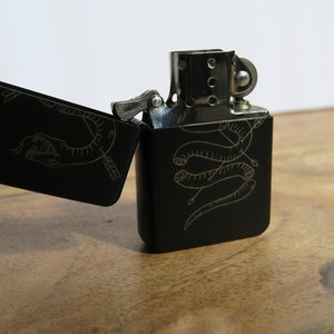 Engraved Snake Lighter Join or Die - Handmade in the UK - Tattoo Occult ...