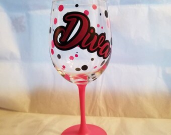 Diva Wine Glass - Etsy