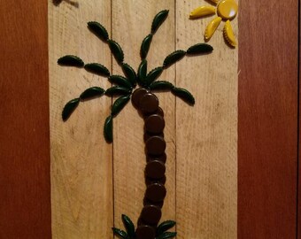 Palm Tree Bottle Cap Art | Etsy