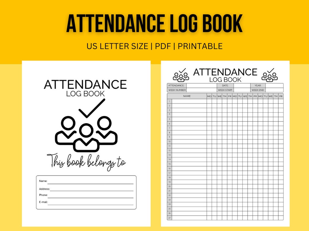Attendance Log Book Editable Attendance Sheet Template. Daily ...