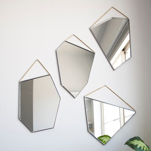 Geo Rock Shape Mirrors 4 Shapes Mirror Hanging Modern | Etsy
