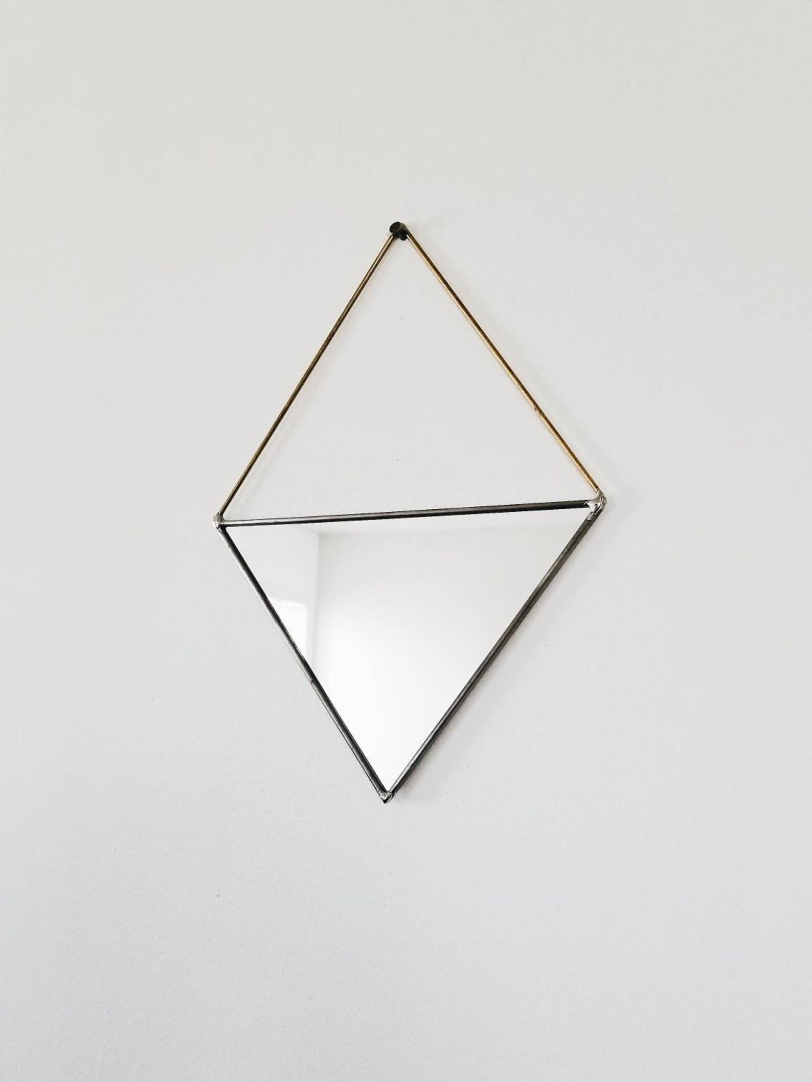 Triangle Mirror With Brass Hanging Stained Glass Mirror Wall - Etsy