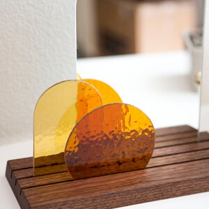 Look at Me - Amber & Pale Yellow Glass Modern Vanity Mirror on Wood ...