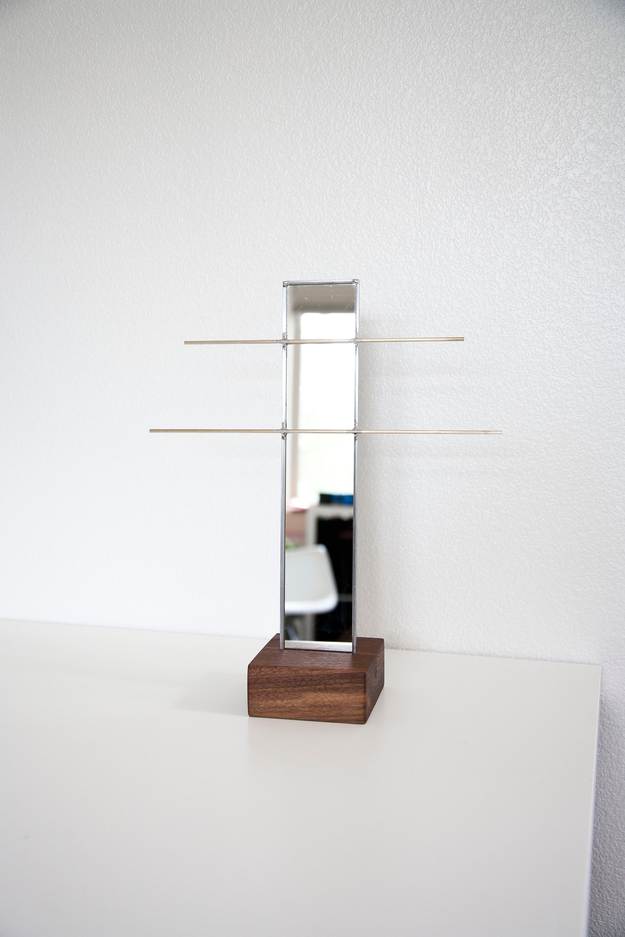 Stained Glass Mirror Jewelry Stand Organizer - Wood Base - Etsy