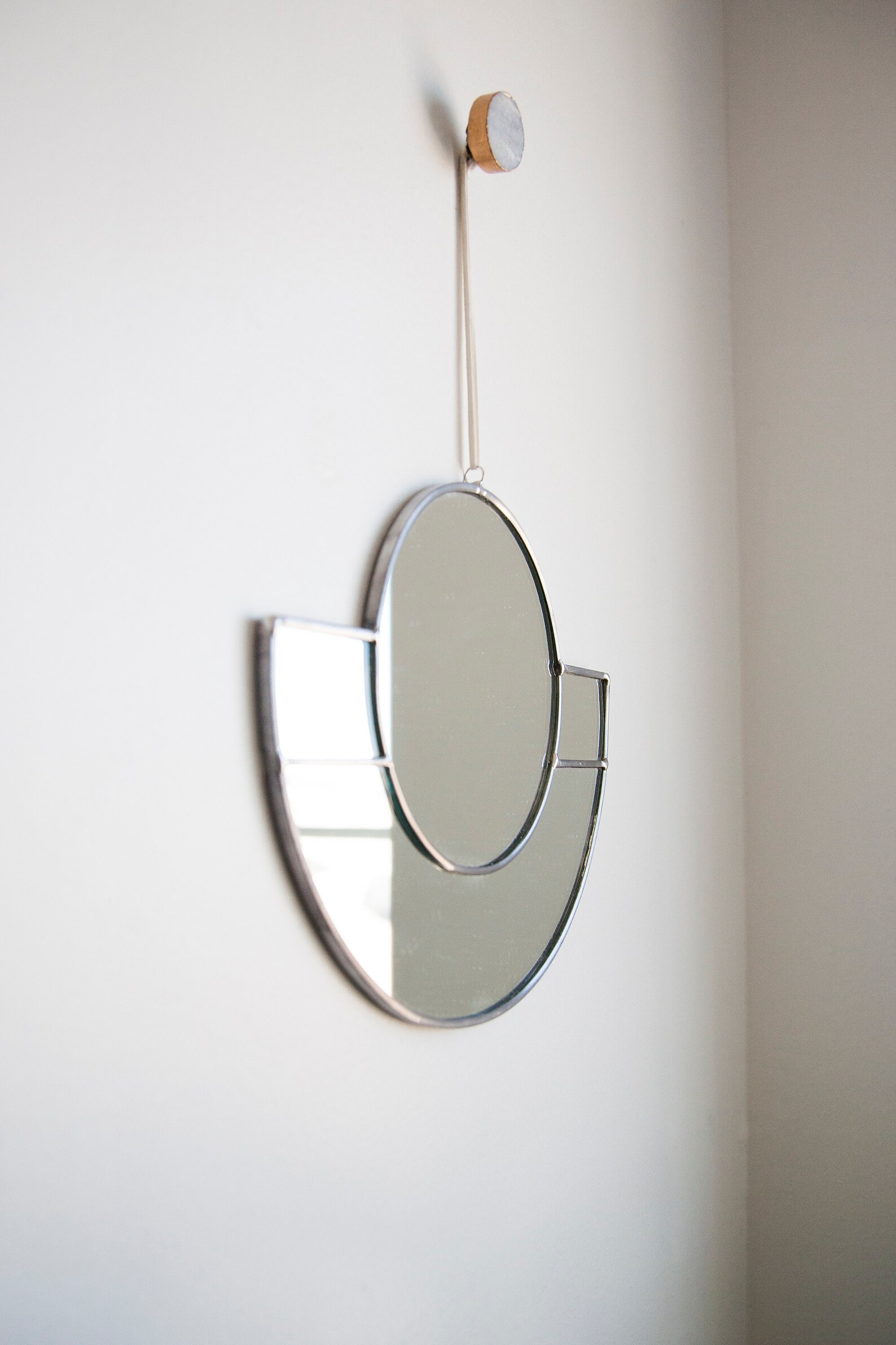 The Krzywa Minimal Geo Circle Mirror Stained Glass Minimal - Etsy