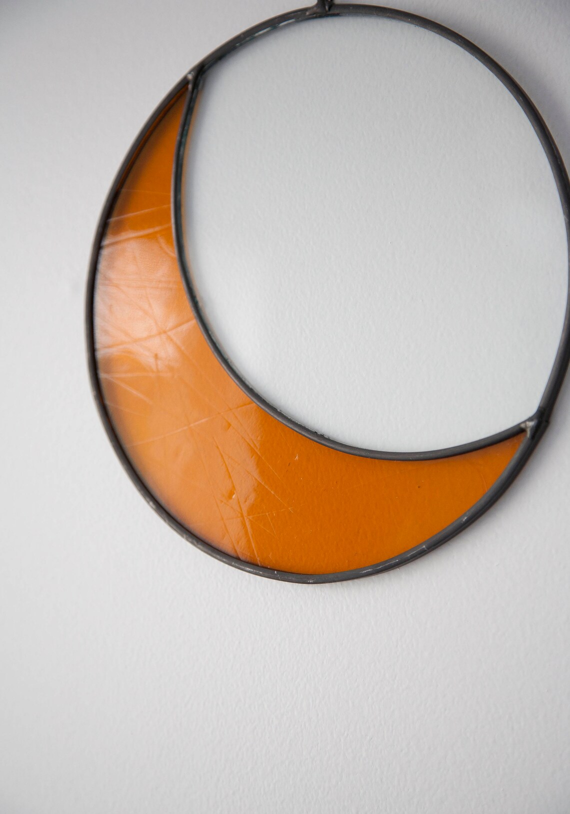 Large Stained Glass Moon Clear & Amber Crescent Moon Wall - Etsy