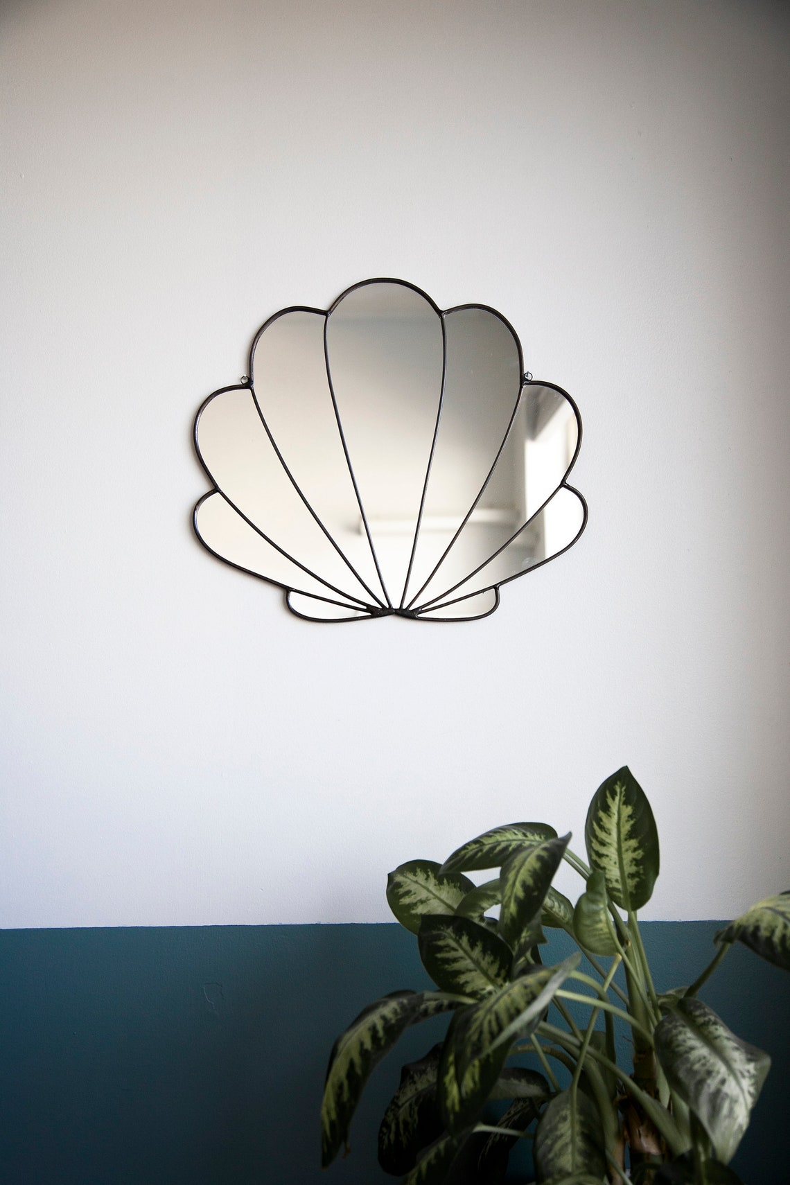 Large Stained Glass Seashell Mirror - Mermaid Wall Hanging Decor - Etsy