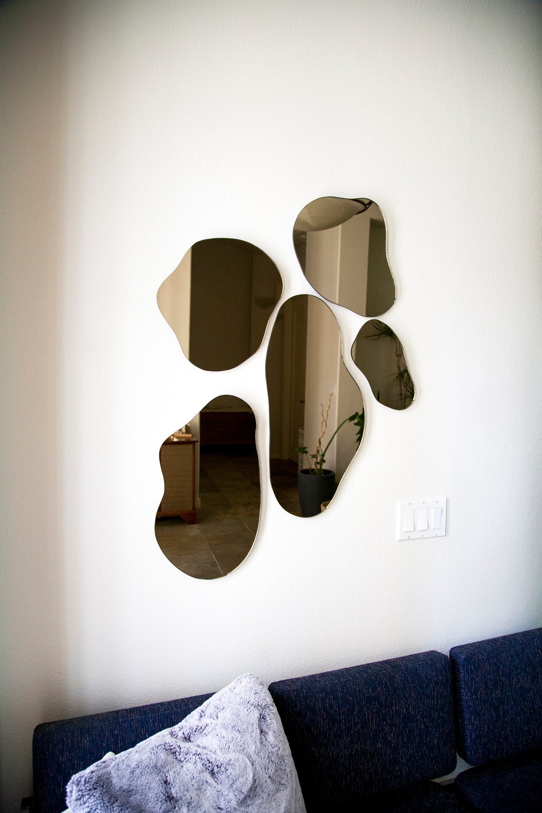Kaluza Puddle Mirrors - Large Set of 5 in Clear, Bronze & Grey Mirror ...