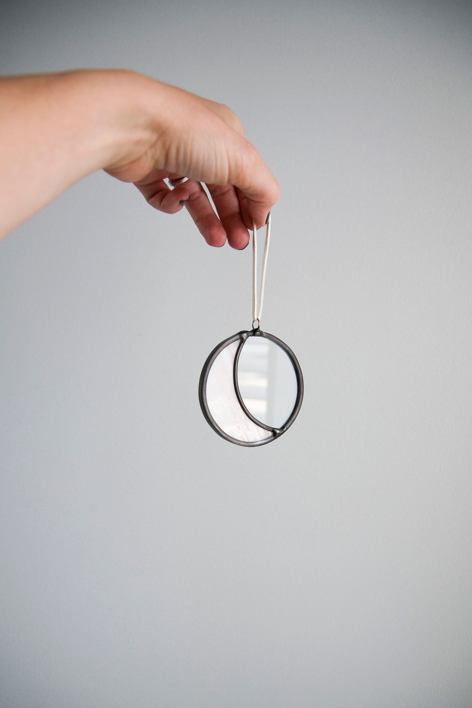 Mini Stained Glass Moon Pink & Clear Glass Crescent Moon | Etsy