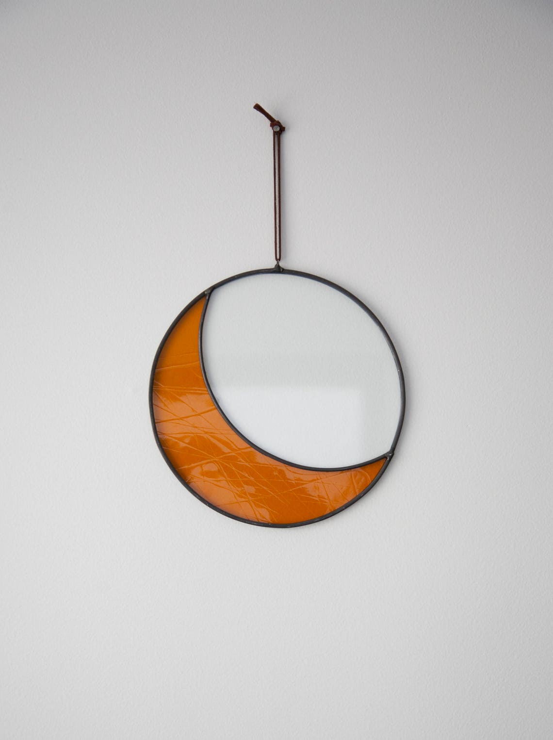 Large Stained Glass Moon Clear & Amber Crescent Moon Wall - Etsy