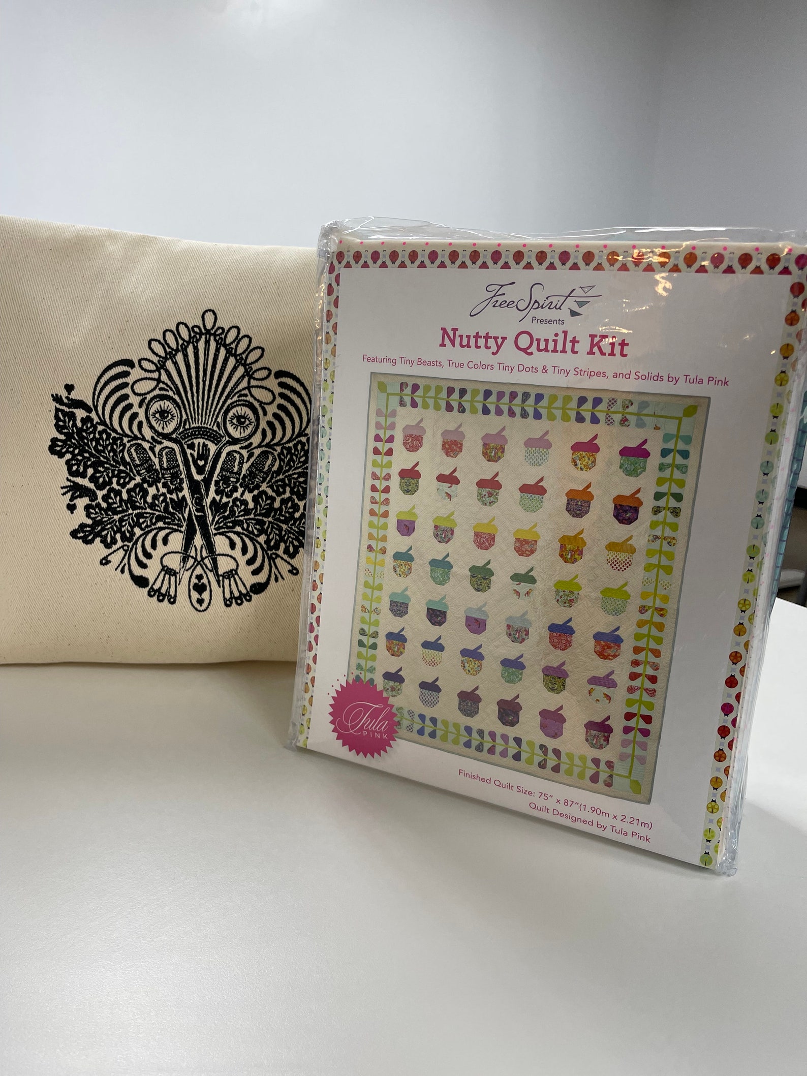 Tula Pink Nutty Quilt Kit, FREE Embroidered Tula Scissor Canvas Tote ...