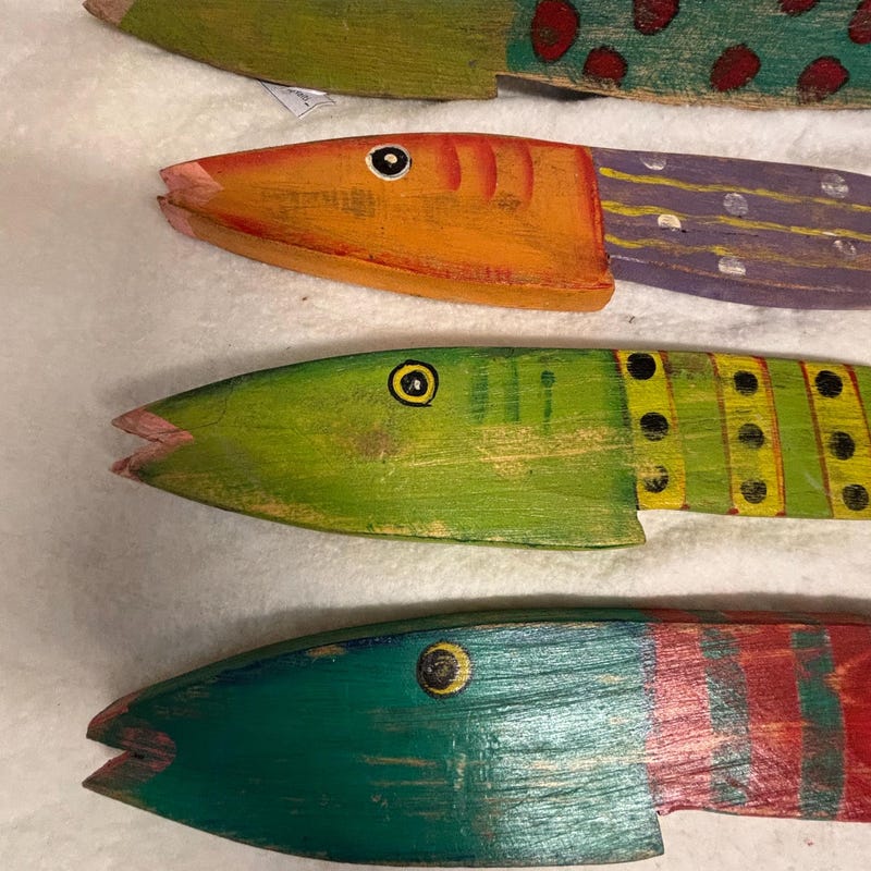 Painted Wooden Fish - Etsy