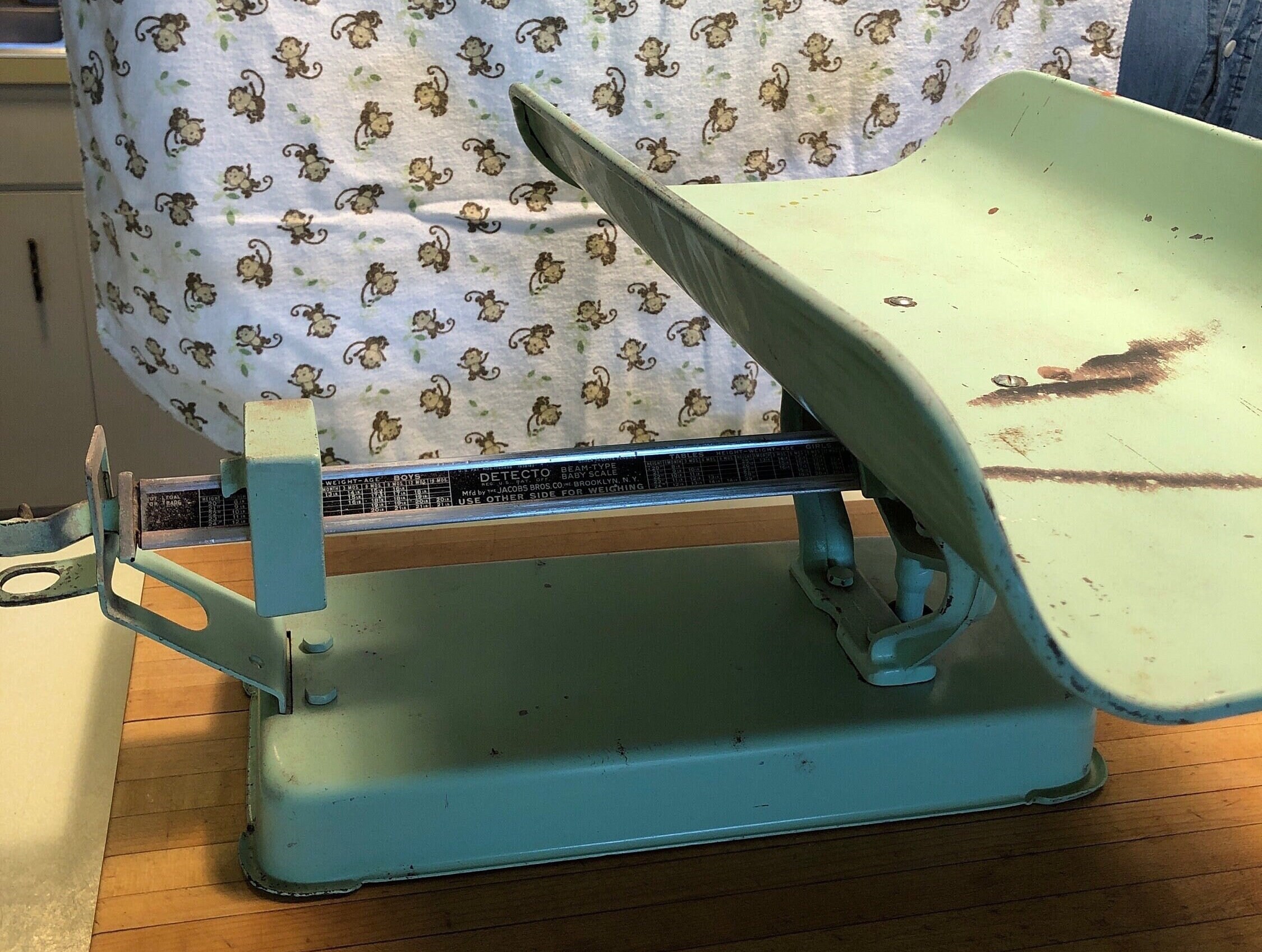 Vintage Green Metal Baby Scale, Photo Prop, Nursery Decor, Baby ...