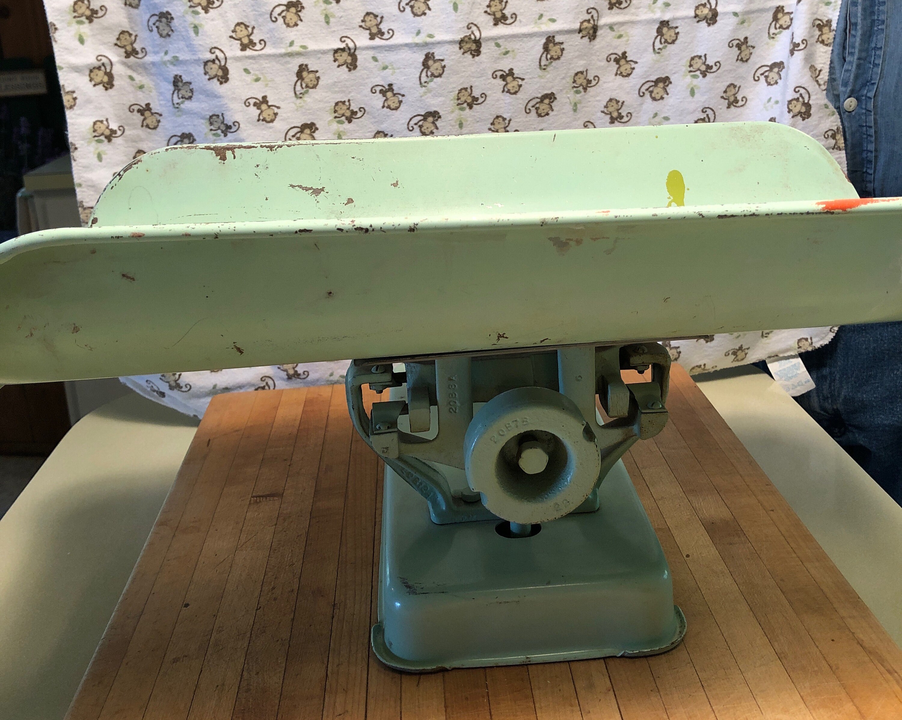 Vintage Green Metal Baby Scale, Photo Prop, Nursery Decor, Baby ...