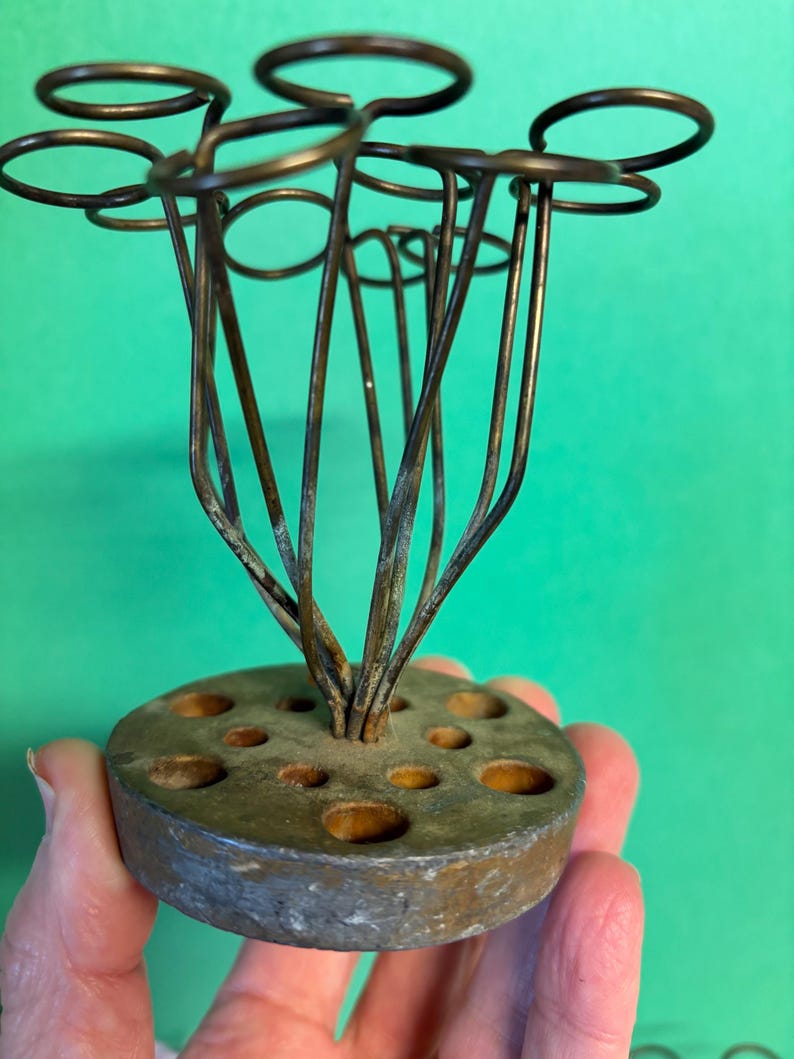 Antique French Metal Flower Frogs, Rare Metal Flower Frogs, Gardener ...