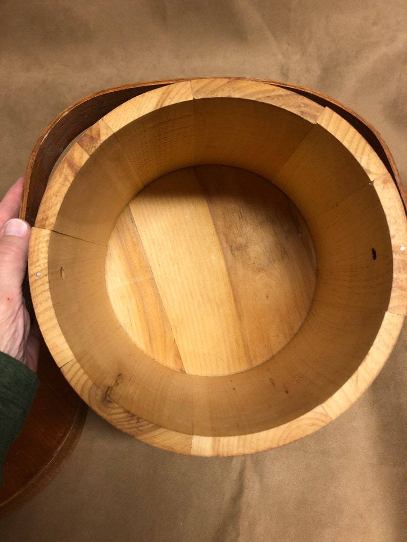 Wooden Firken, Wooden Sugar Container With Handle, Winter Scene, Winter ...