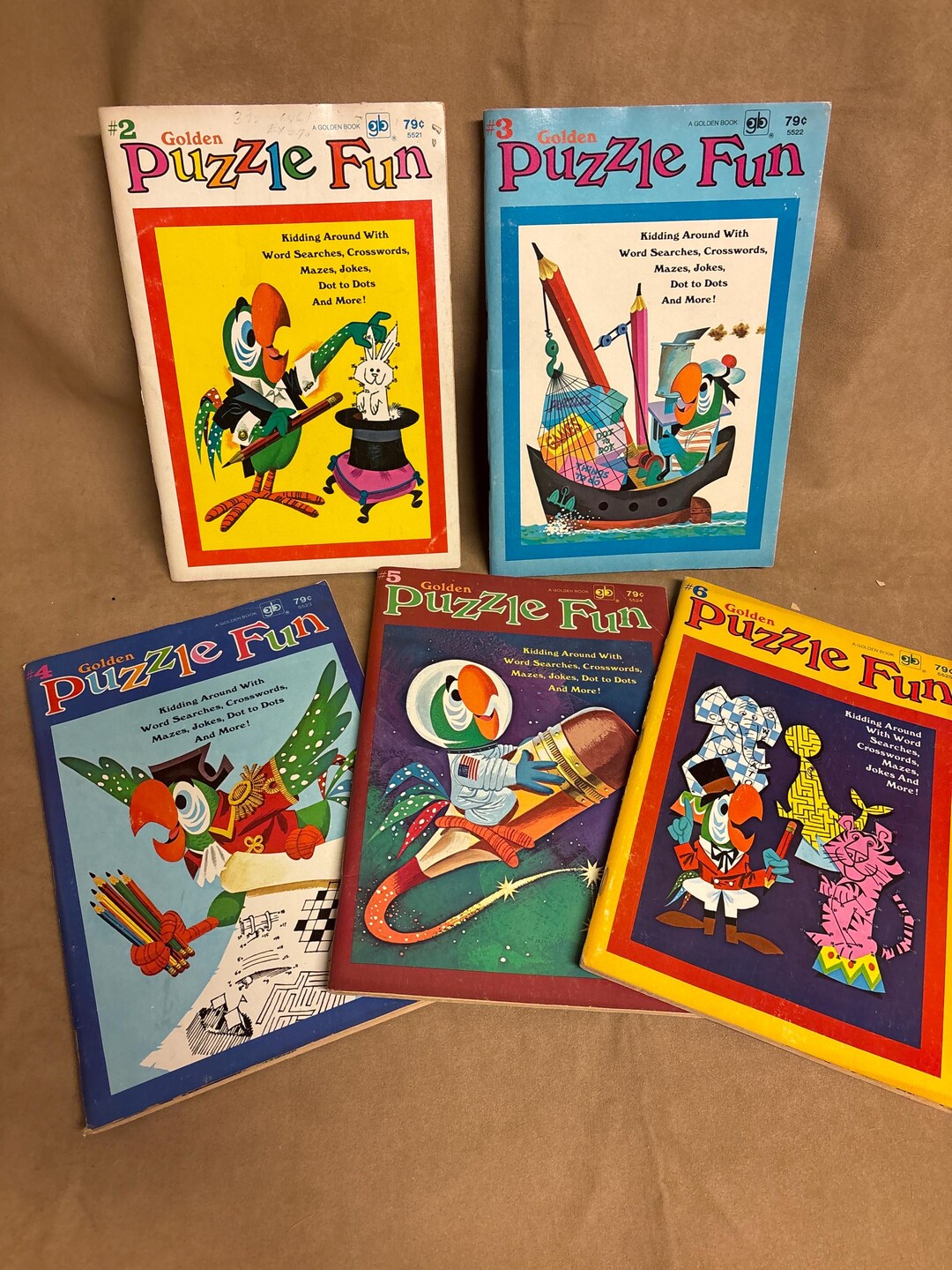 5 Vintage Childrens Puzzle Books, Puzzle Books, Game Books, Coloring ...