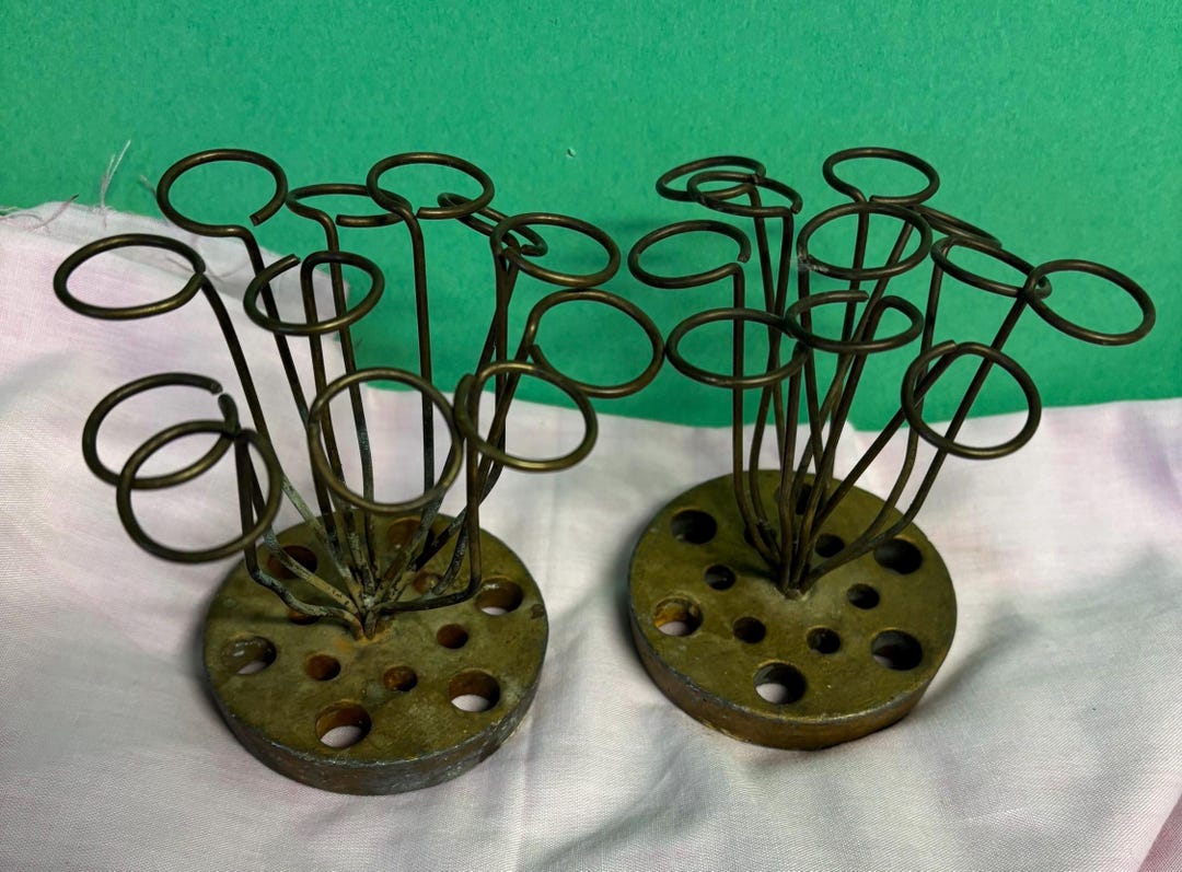 Antique French Metal Flower Frogs, Rare Metal Flower Frogs, Gardener ...