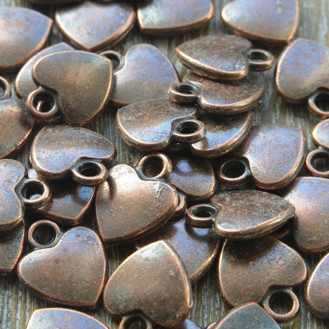 20 Copper Heart Charms, Copper Charms, Heart Charms, Jewellery Supplies ...