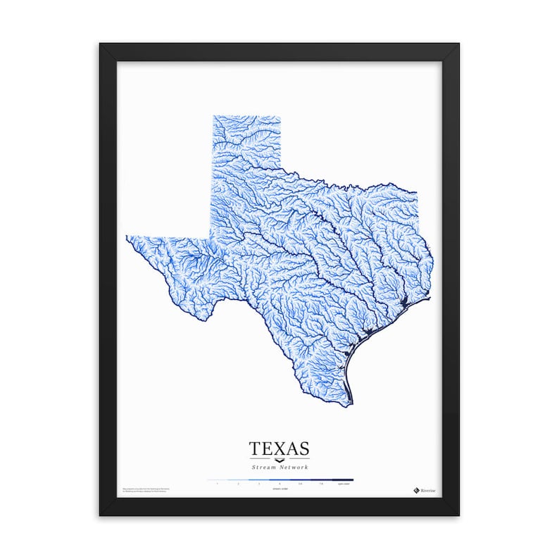 Texas Hydrological Map Poster - Etsy