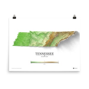 Tennessee Elevation Map Poster - Etsy