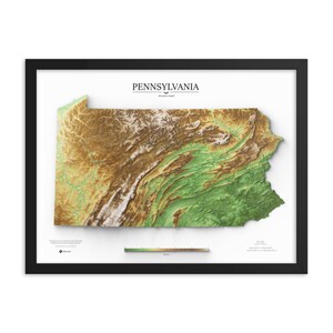 Pennsylvania Elevation Map Poster - Etsy
