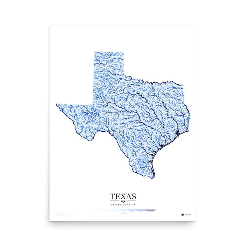 Texas Hydrological Map Poster - Etsy