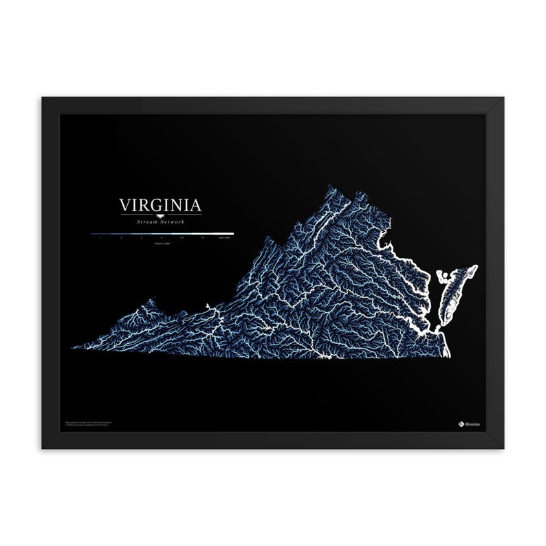 Virginia Hydrological Map Poster - Etsy
