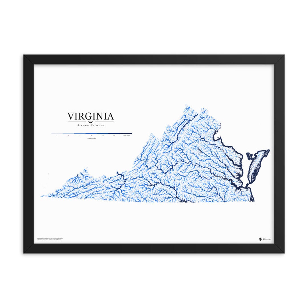 Virginia Hydrological Map Poster - Etsy
