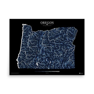 Oregon Hydrological Map Poster - Etsy