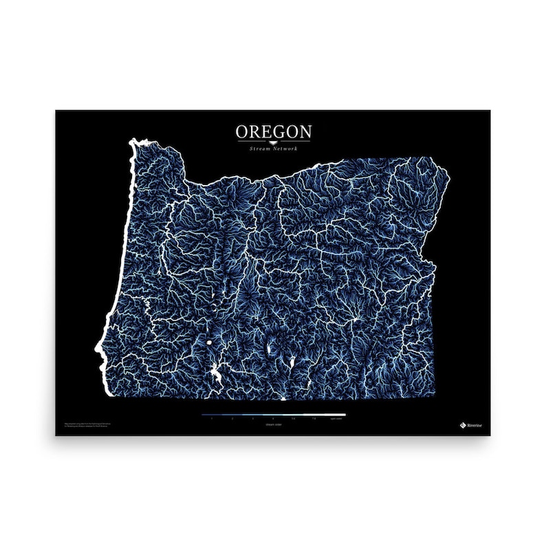 Oregon Hydrological Map Poster - Etsy