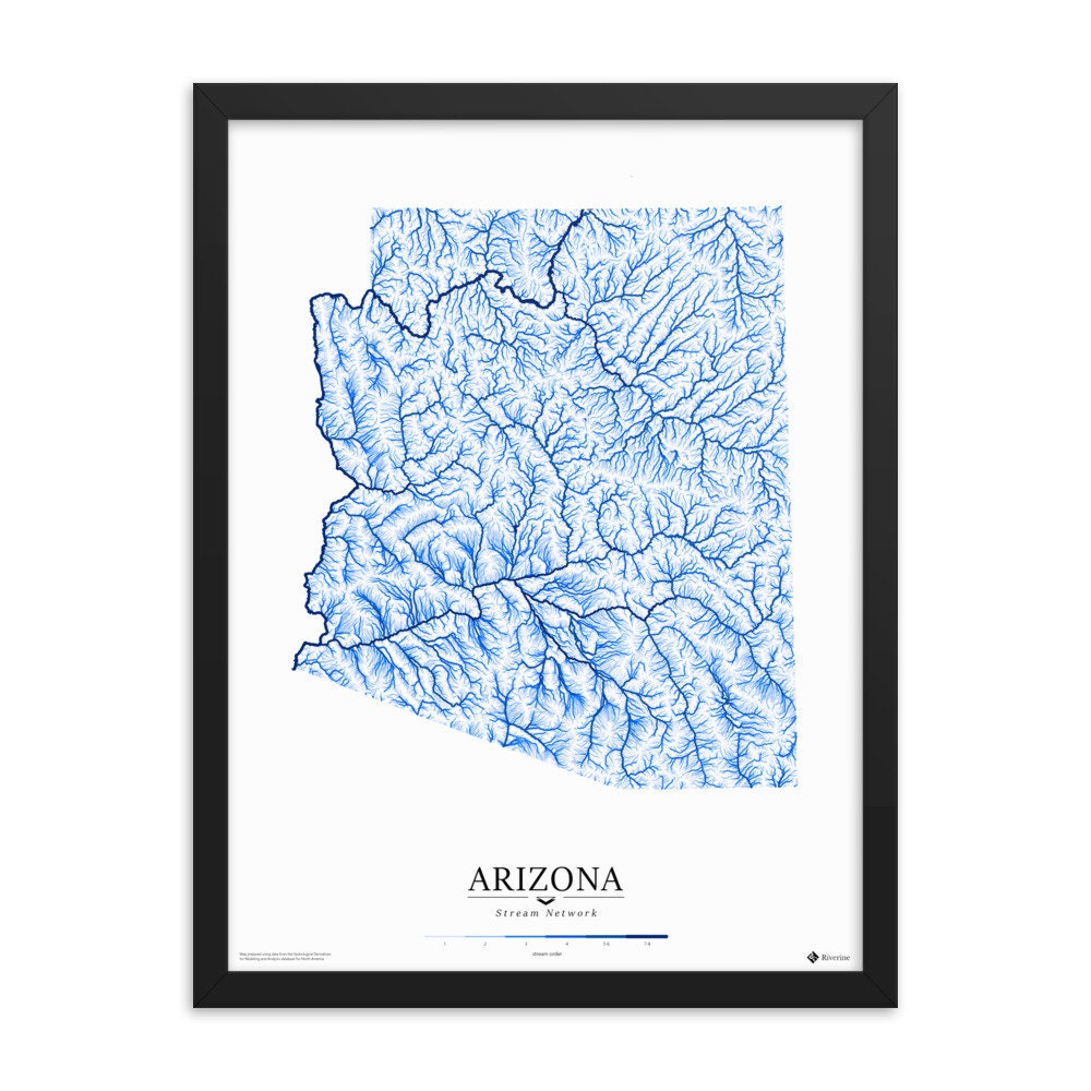 Arizona Hydrological Map Poster - Etsy