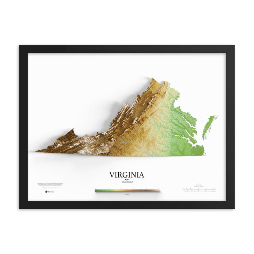 Virginia Elevation Map Poster - Etsy