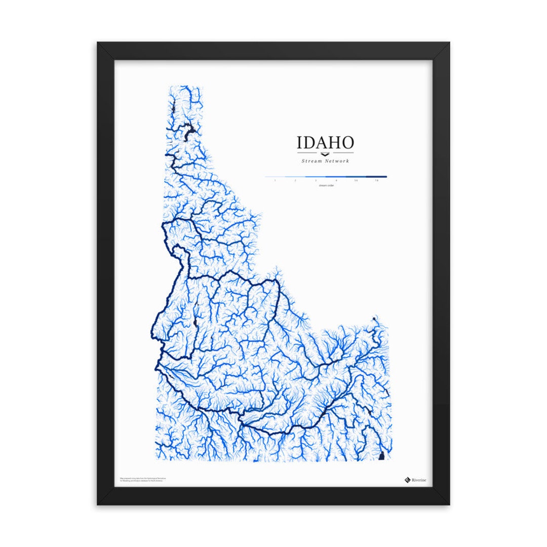 Idaho Hydrological Map Poster - Etsy