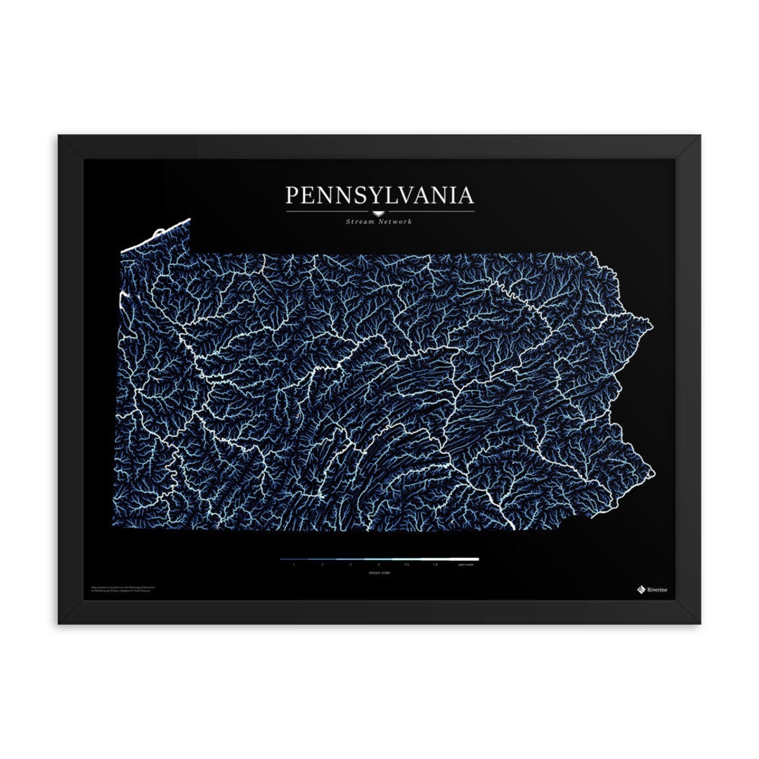 Pennsylvania Hydrological Map Poster - Etsy