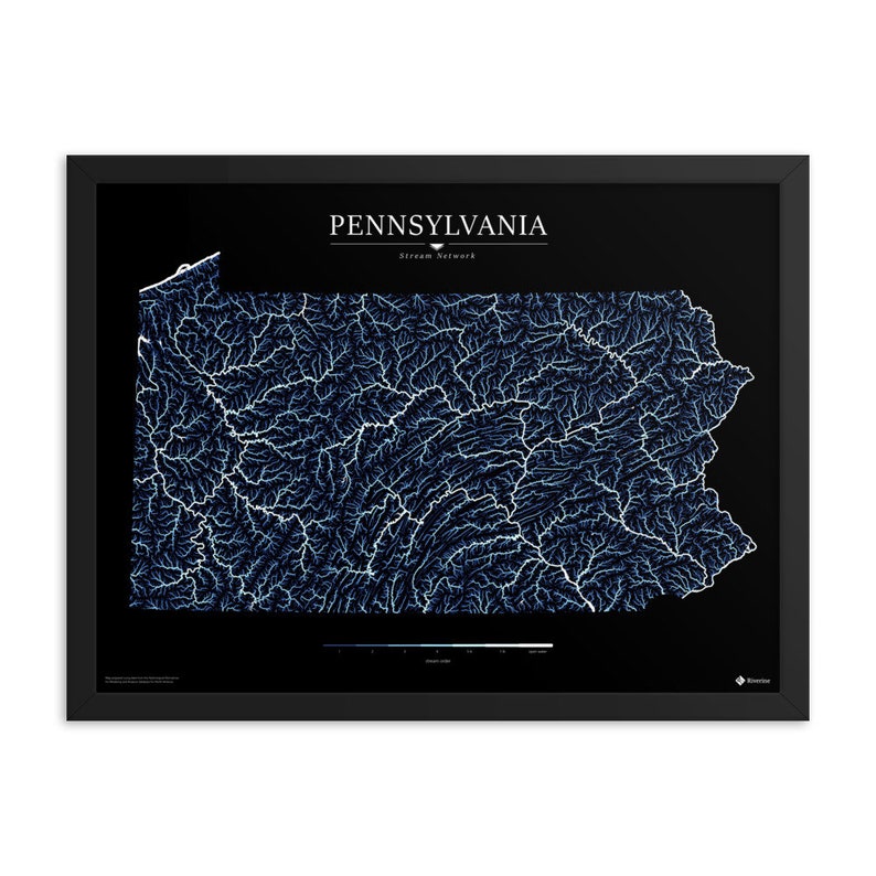 Pennsylvania Hydrological Map Poster - Etsy