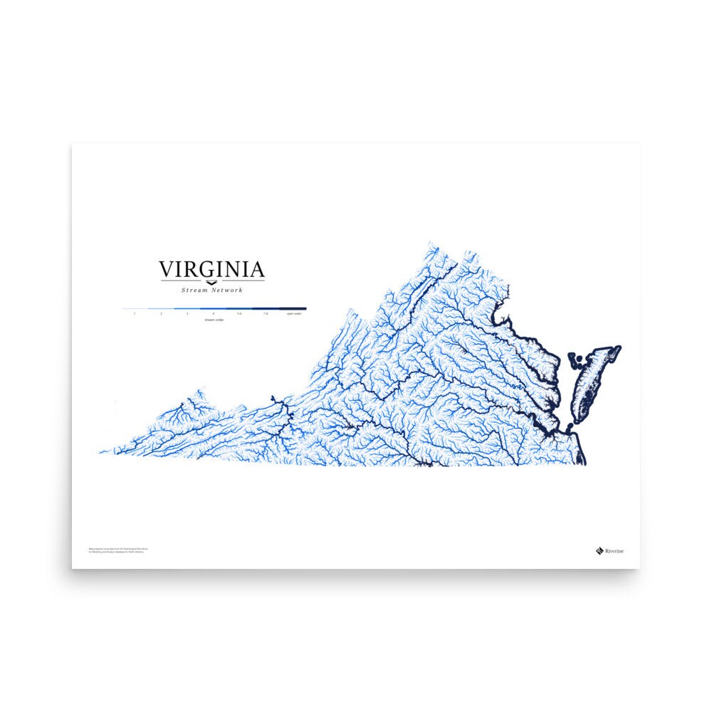 Virginia Hydrological Map Poster - Etsy