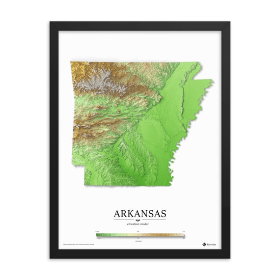 Arkansas Elevation Map Poster | Etsy