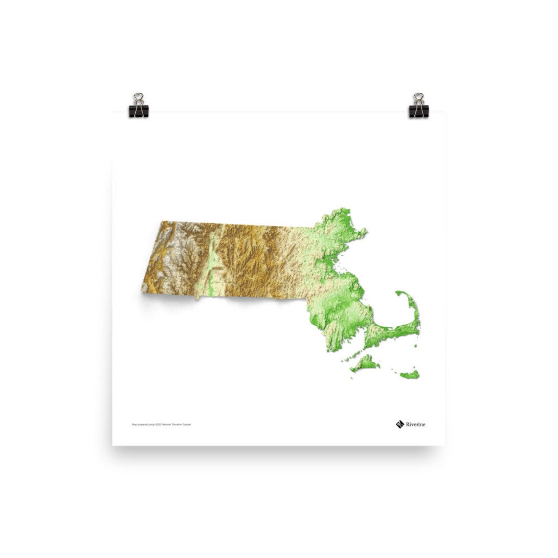 Massachusetts Elevation Maps Poster | Etsy