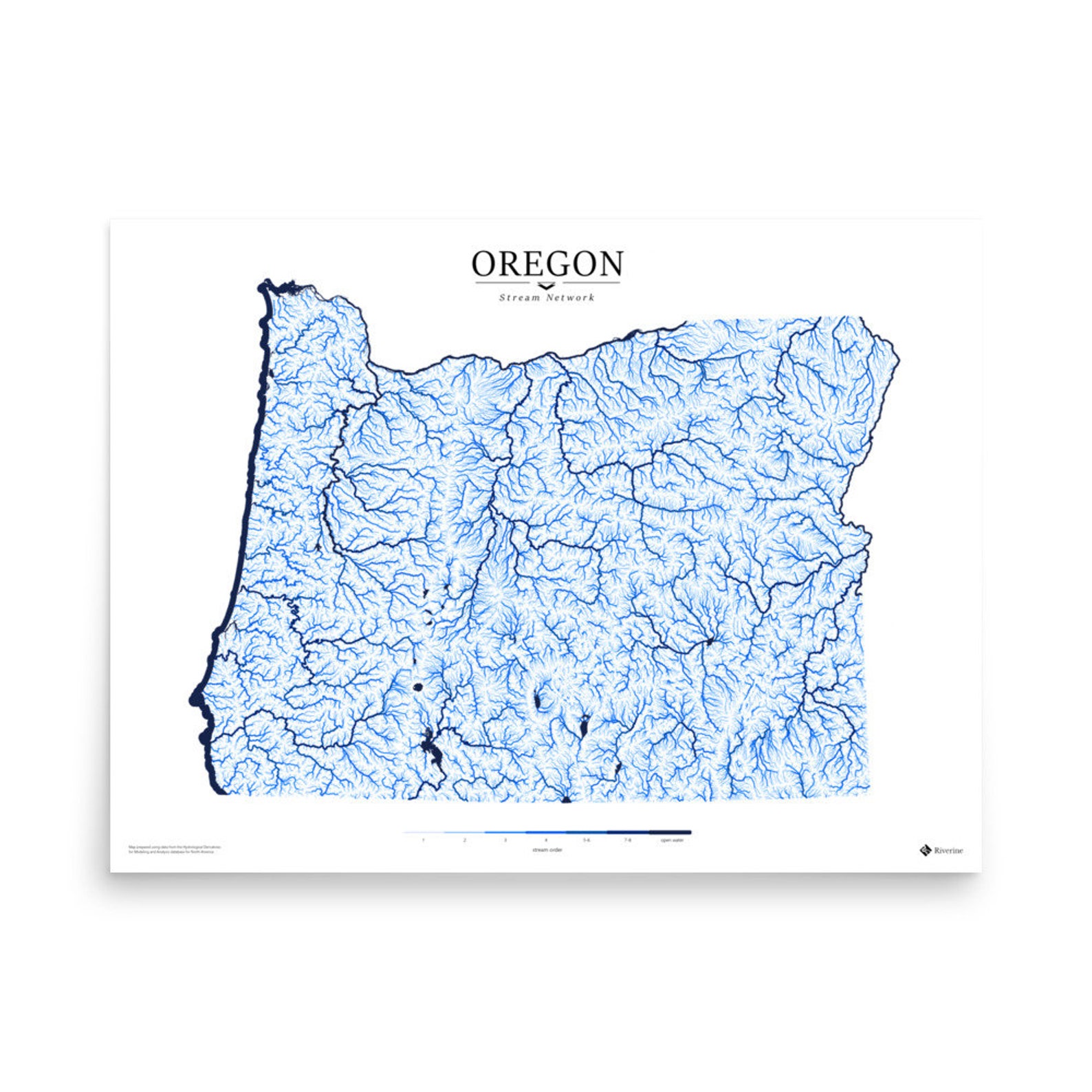 Oregon Hydrological Map Poster - Etsy