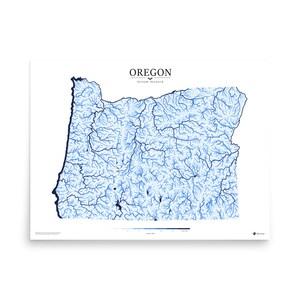 Oregon Hydrological Map Poster - Etsy