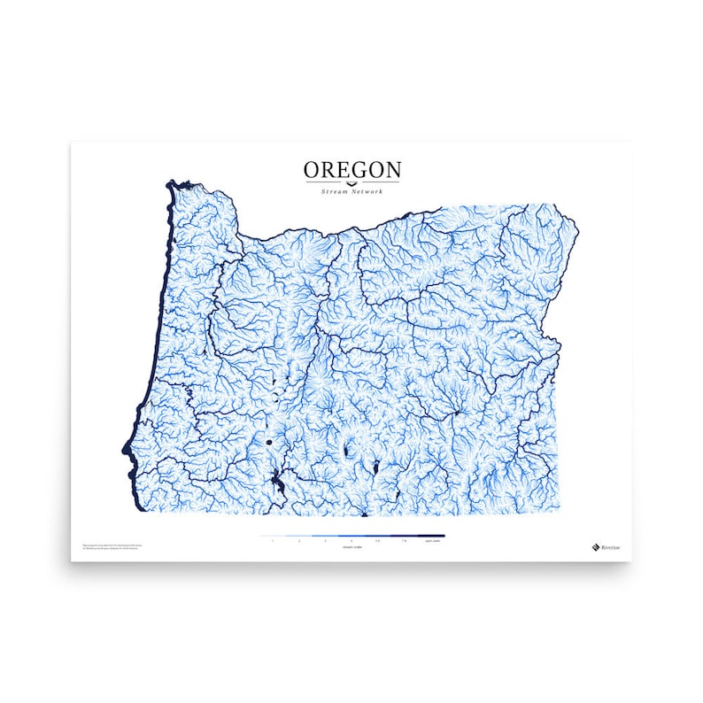 Oregon Hydrological Map Poster - Etsy